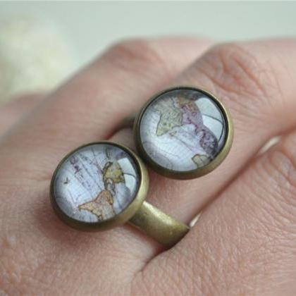 World Map Ring,earth Map Adjustable Ring,steampunk Jewelry,adjustable ...