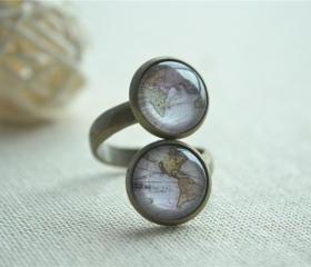 World Map Ring,earth Map Adjustable Ring,steampunk Jewelry,adjustable ...