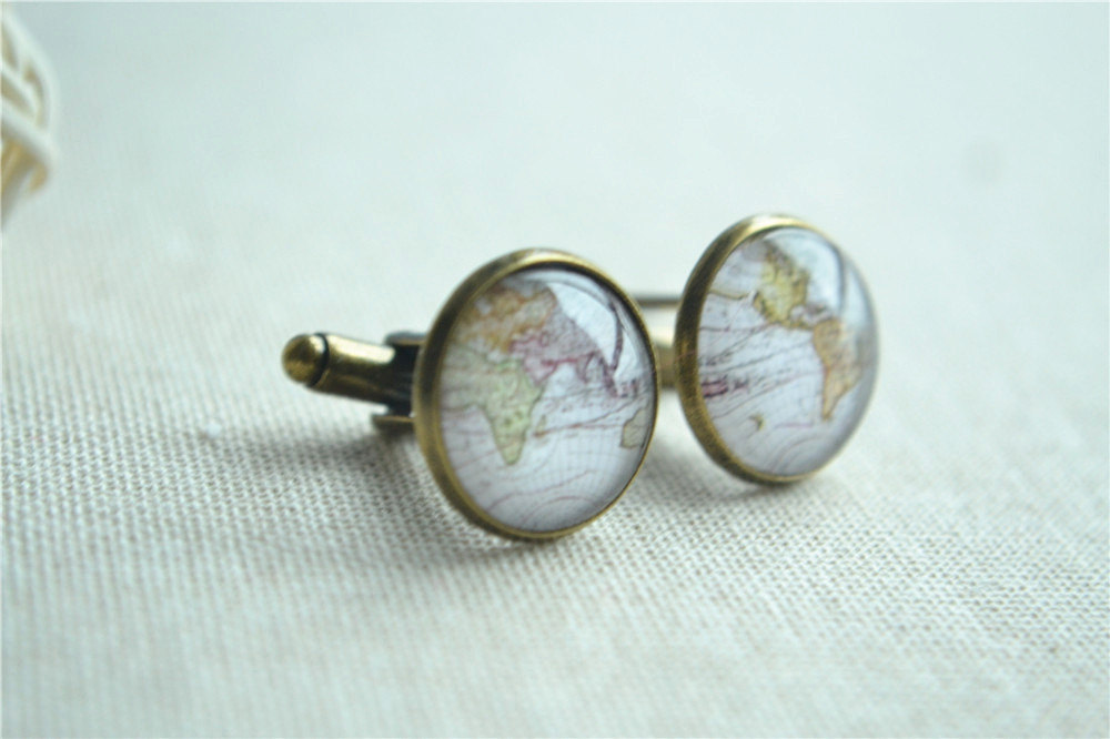 World Map Cufflinks,map Cuff Links ,personalized Men Accessories(xk017 ...