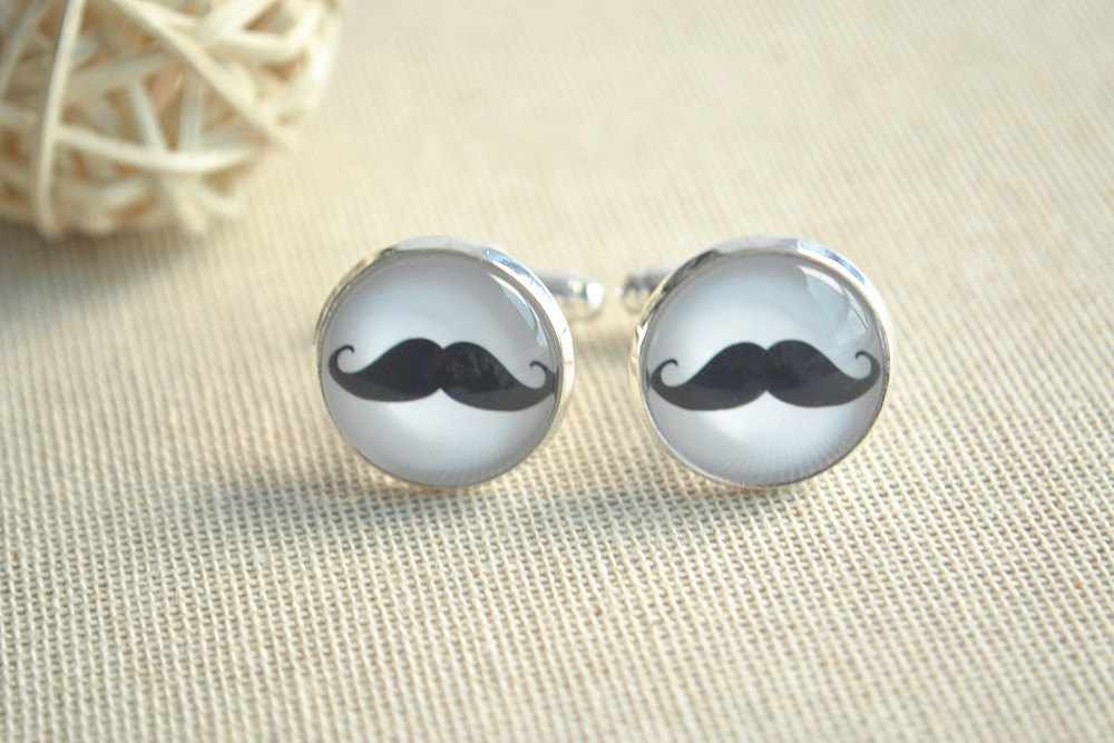 Mustache Cuff Links,beard Cufflinks,black And White Personalized ...