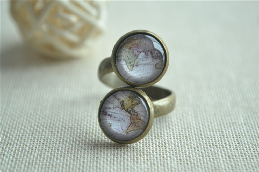 World Map Ring,earth Map Adjustable Ring,steampunk Jewelry,adjustable ...