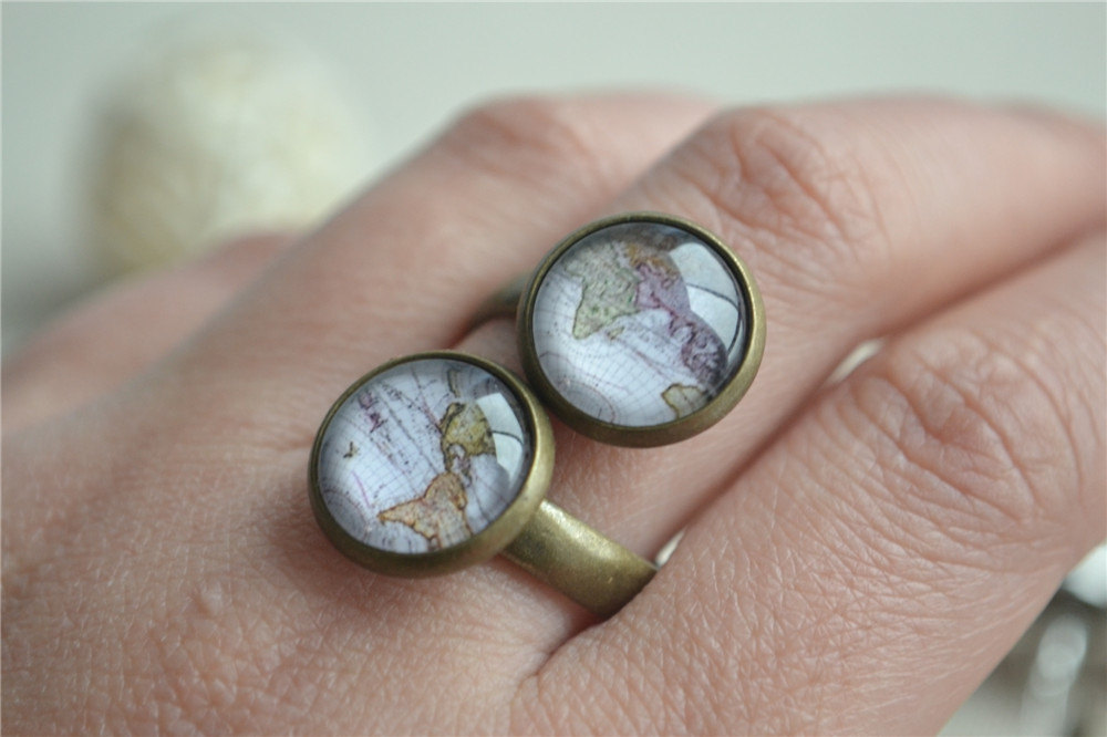 World Map Ring,earth Map Adjustable Ring,steampunk Jewelry,adjustable ...