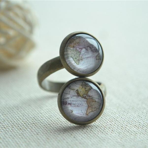 World Map Ring,earth Map Adjustable Ring,steampunk Jewelry,adjustable ...