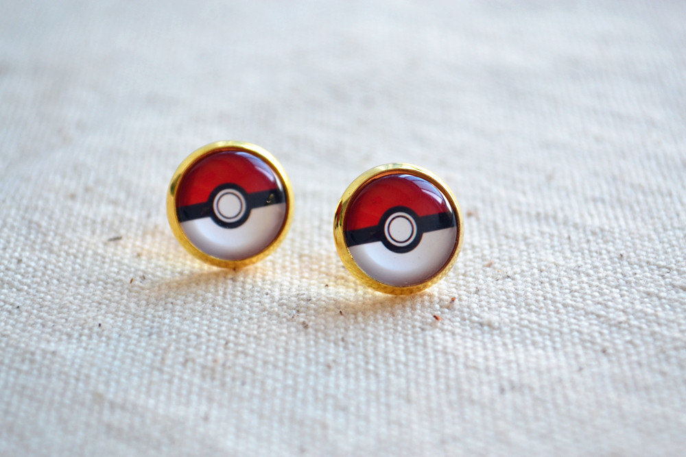 Pokemon Earring,pokeball Earrings, Stud Posts Earrings,anime Post ...