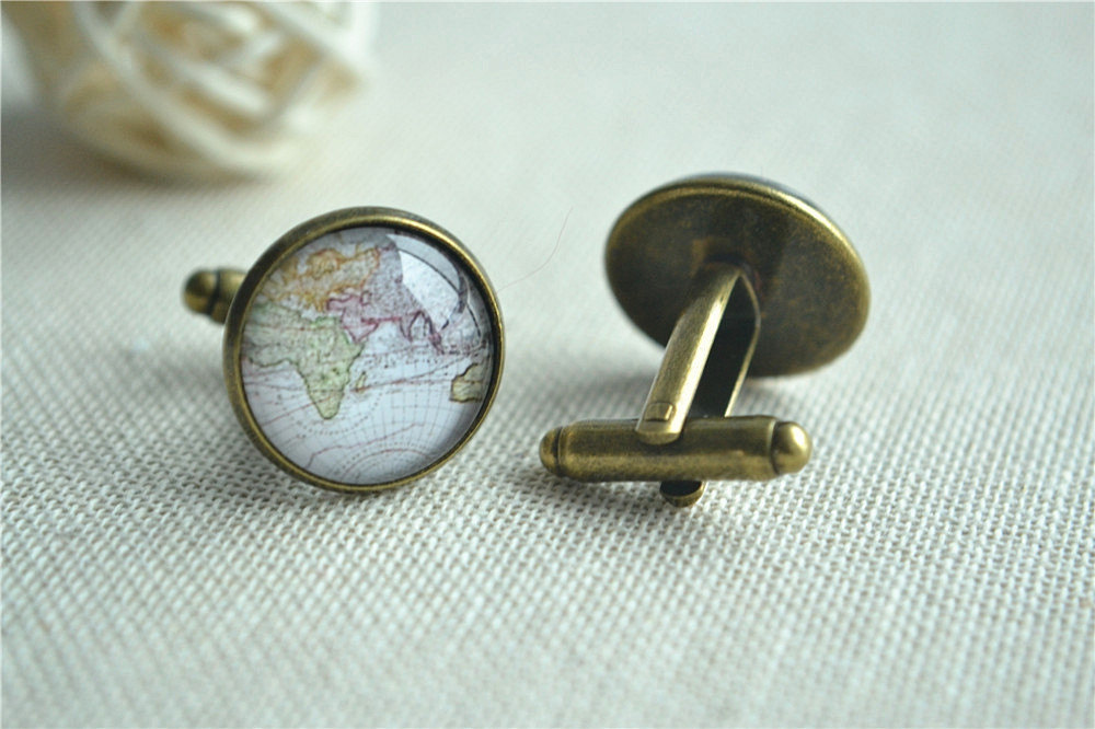 World Map Cufflinks,map Cuff Links ,personalized Men Accessories(xk017 ...