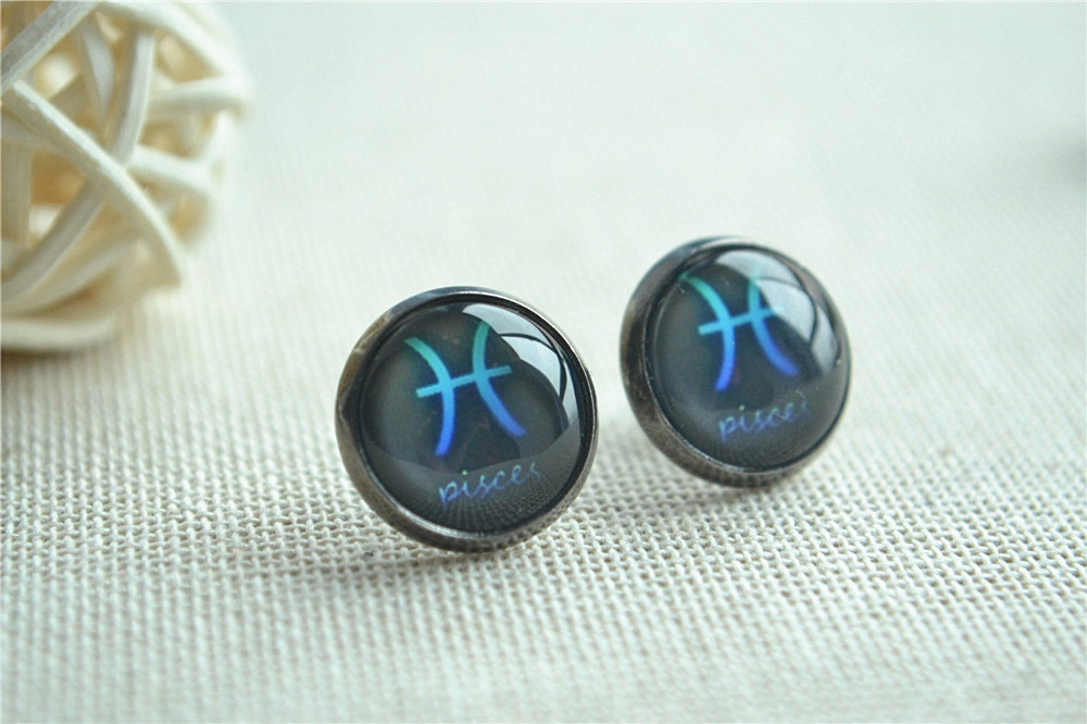 Pisces Earrings,pisces Post Earrings,zodiac Sign Stud Earring ...