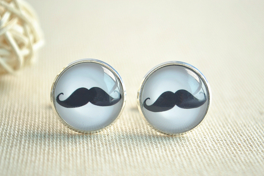 Mustache Cuff Links,beard Cufflinks,black And White Personalized ...