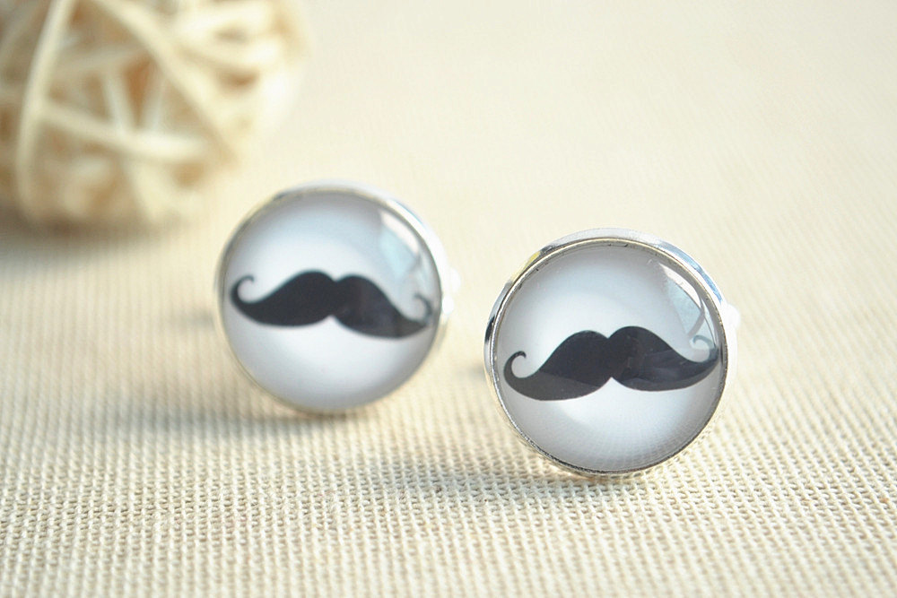 Mustache Cuff Links,beard Cufflinks,black And White Personalized ...