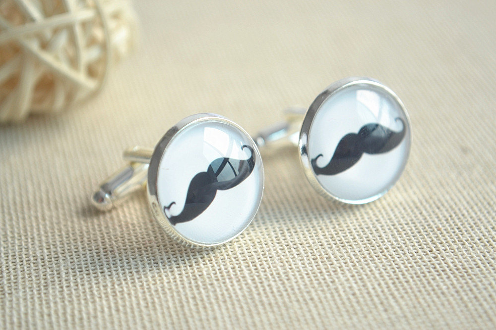 Mustache Cuff Links,beard Cufflinks,black And White Personalized ...